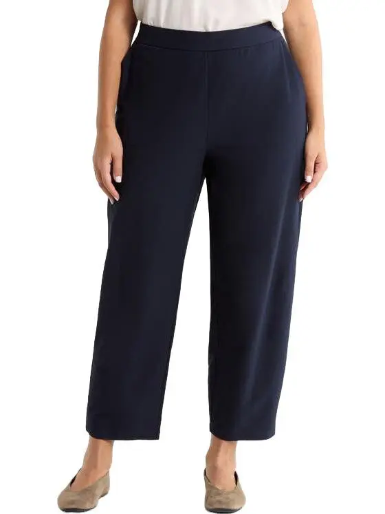 Eileen Fisher High-waisted Ankle Barrel Leg Pants - Ink