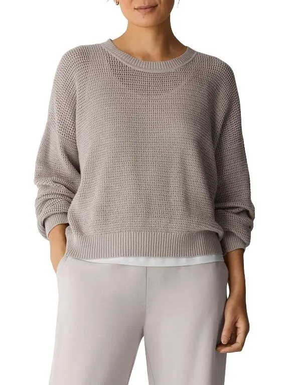 Eileen Fisher Organic Cotton & Tencel™ Lyocell Crewneck Sweater - Dove