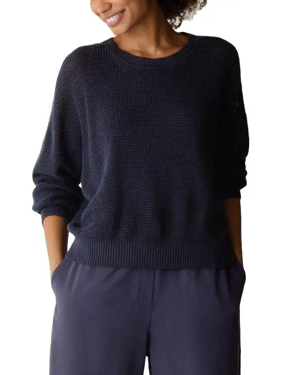 Eileen Fisher Organic Cotton & Tencel™ Lyocell Crewneck Sweater - Ink