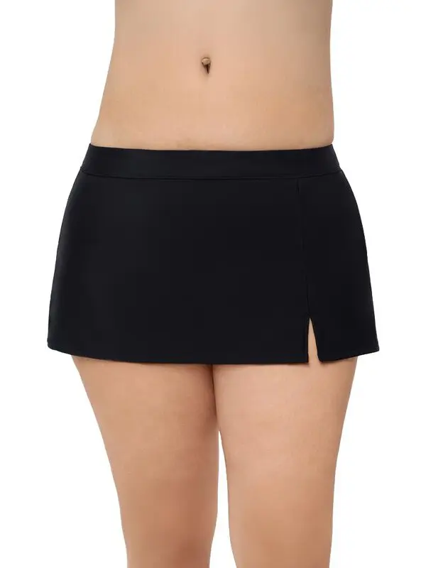 AQUA GREEN Skirted Swimsuit Bottom With Side Slit - Black