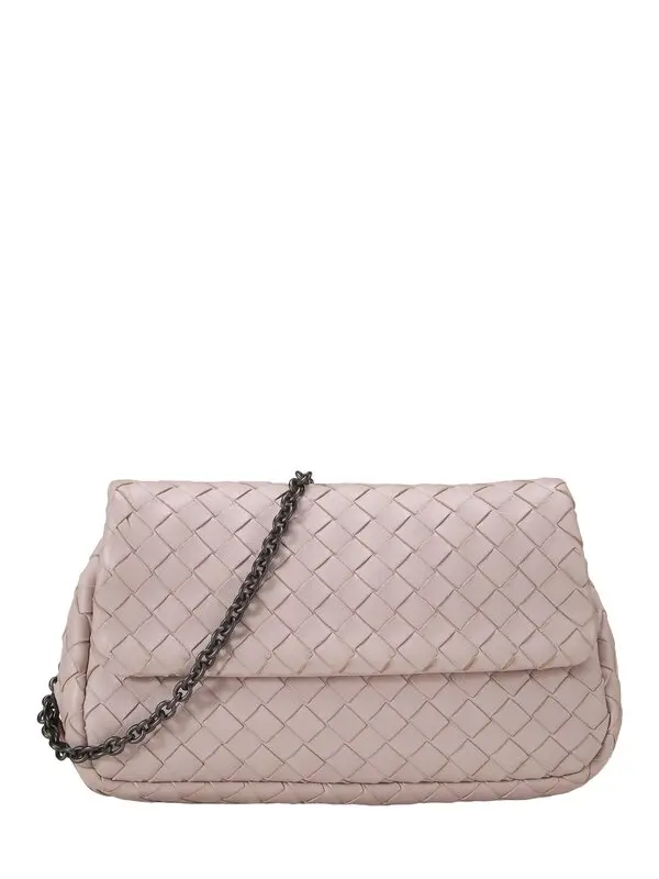 Bottega Veneta Intrecciato Leather Flap Crossbody Bag - Pink
