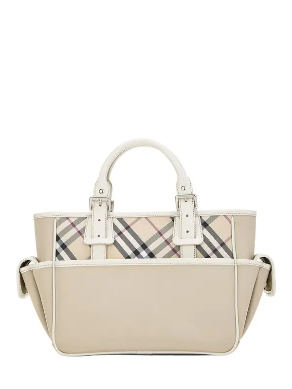 Burberry Check Satchel Handbag - White