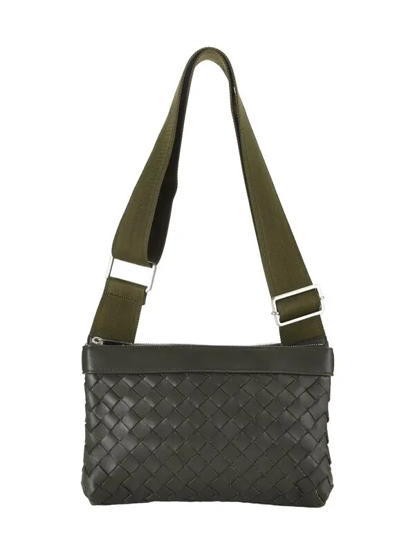 Bottega Veneta Intrecciato Leather Duo Crossbody Bag - Green
