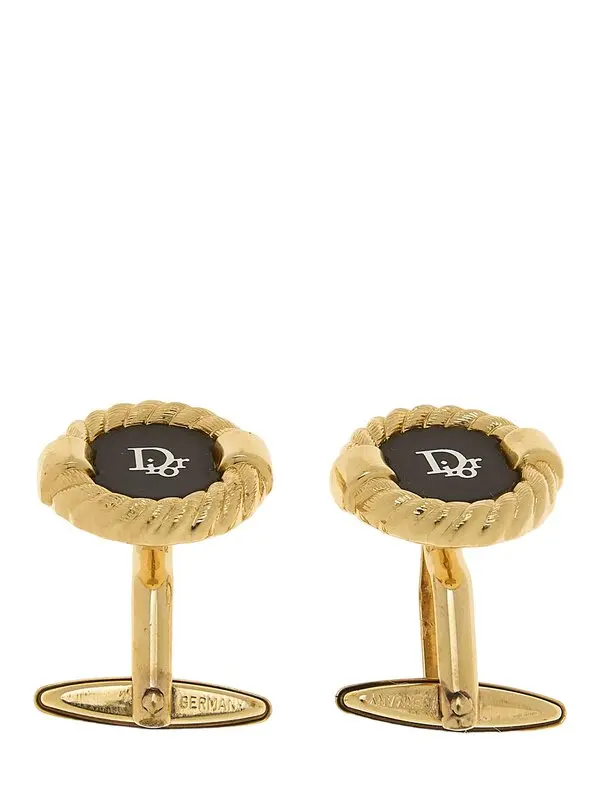 Dior Logo Round Cufflinks - Gold