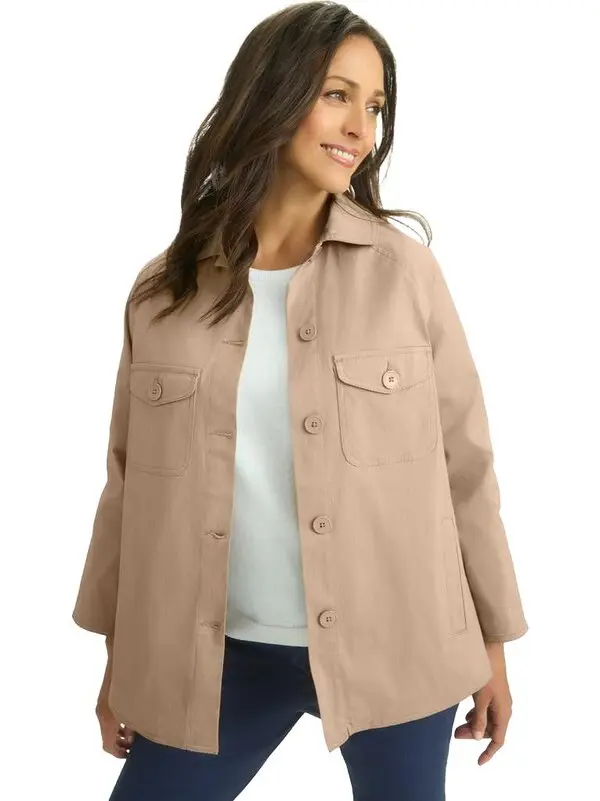 JESSICA LONDON Twill Swing Jacket - New Khaki