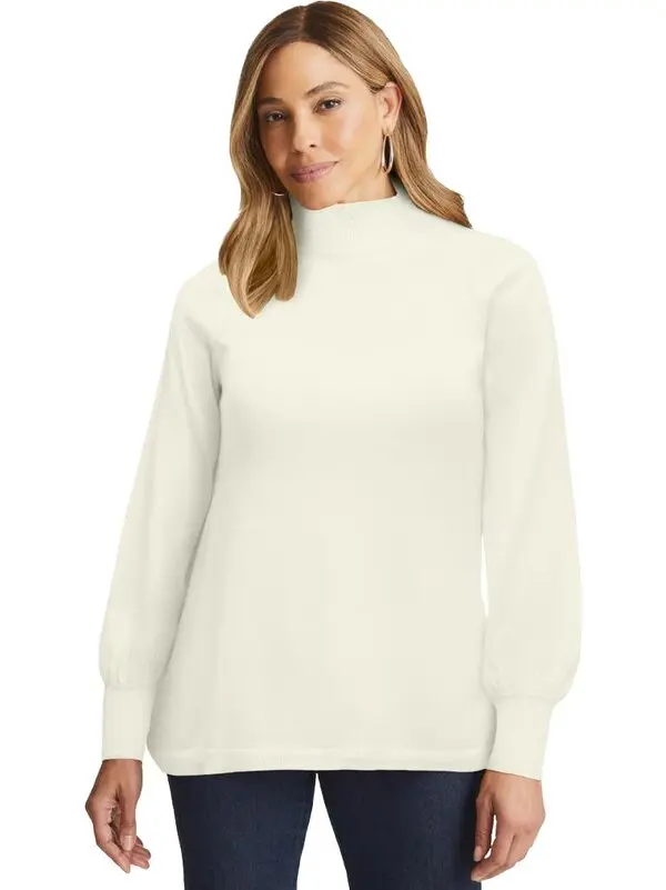 JESSICA LONDON Ruffle Neck Pullover - Ivory