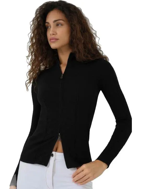 Anatomie Noelle Sweater Zip Up Top - Black