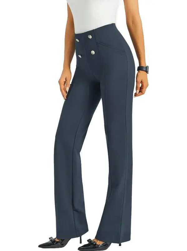 Betabrand Atlantic Dpyp Dress Pant Yoga Pants Wide Leg - Navy