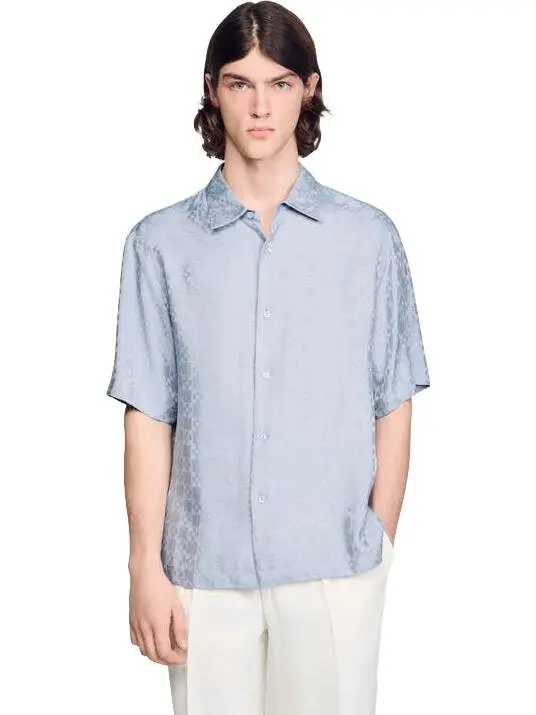 Sandro Square Cross Loose-fit Shirt - Blue