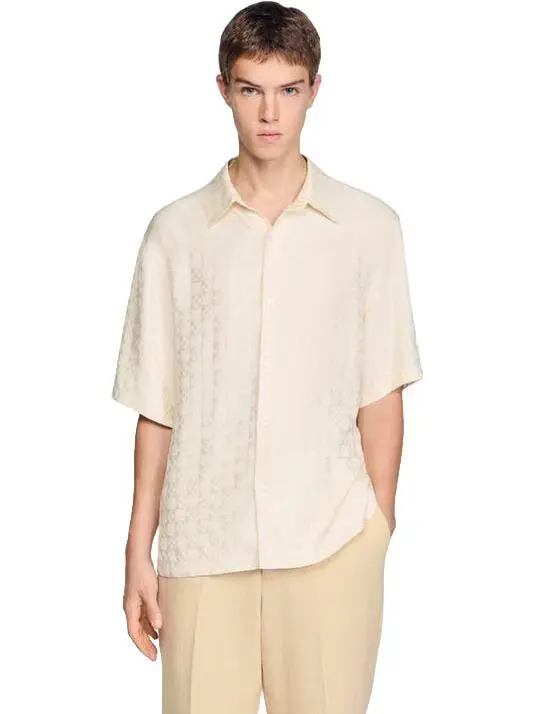 Sandro Square Cross Loose-fit Shirt - Cream
