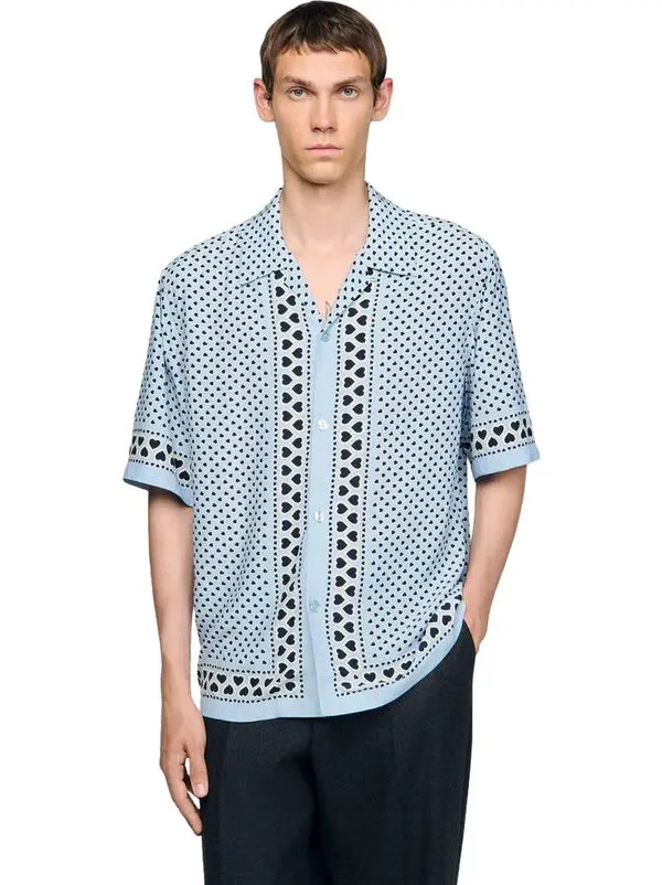 Sandro Heart Motif Flowing Shirt - Sky Blue