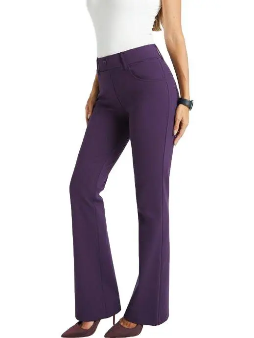 Betabrand 7-pocket Bootcut Dress Pant Yoga Pants - Aubergine
