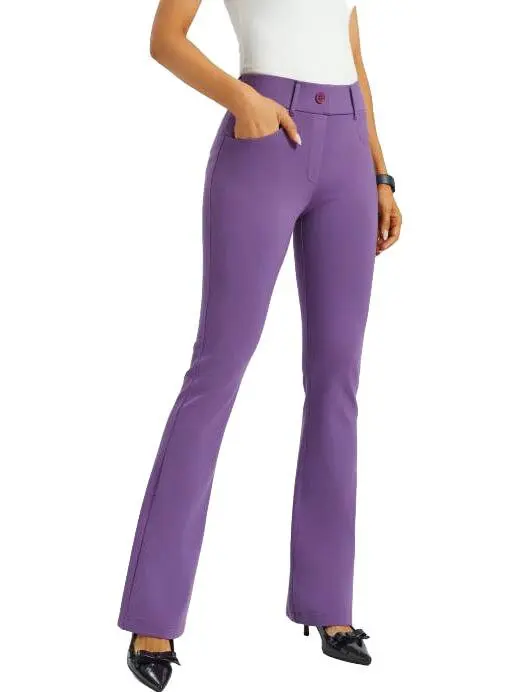 Betabrand 7-pocket Bootcut Dress Pant Yoga Pants - Grape