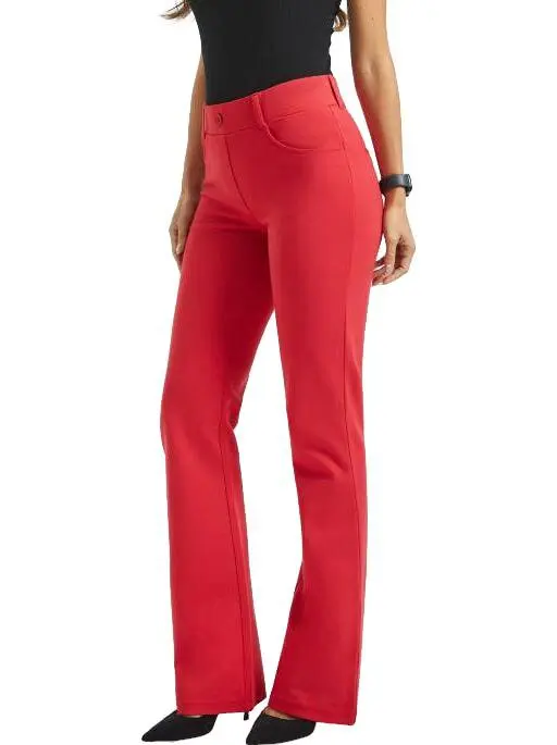 Betabrand 7-pocket Bootcut Dress Pant Yoga Pants - Red