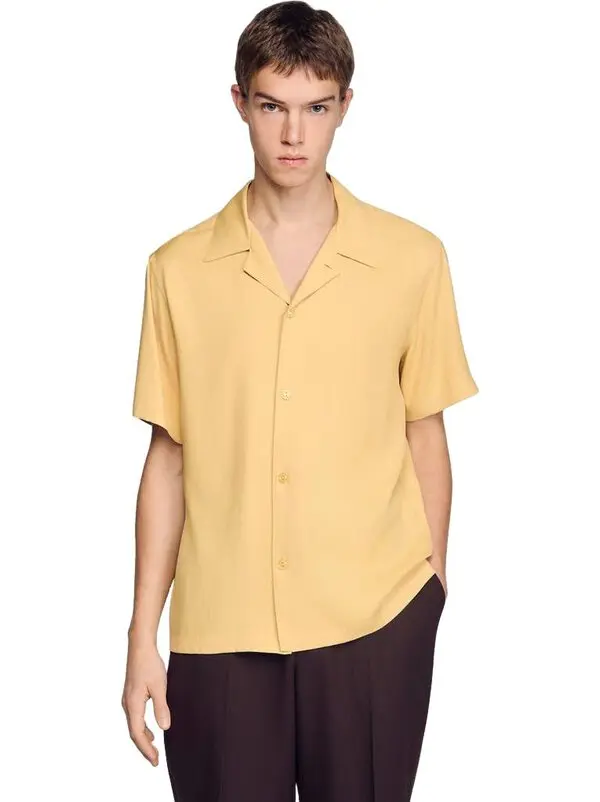 Sandro Loose-fit Shark Collar Shirt - Light Yellow