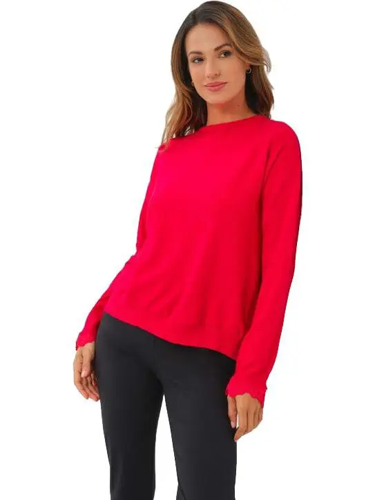 Anatomie Passion Sweater Knit & Lace Crewneck - Atomic Red