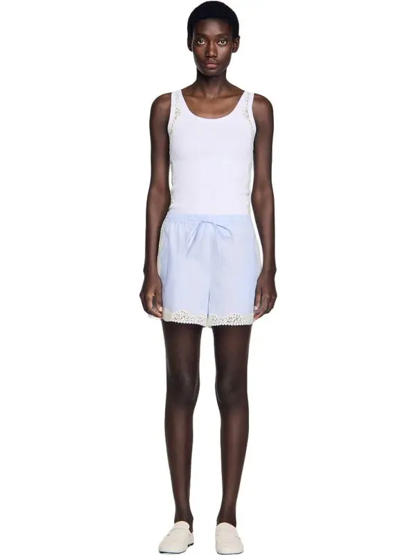 Sandro Lace Trim Hotpants - Sky Blue