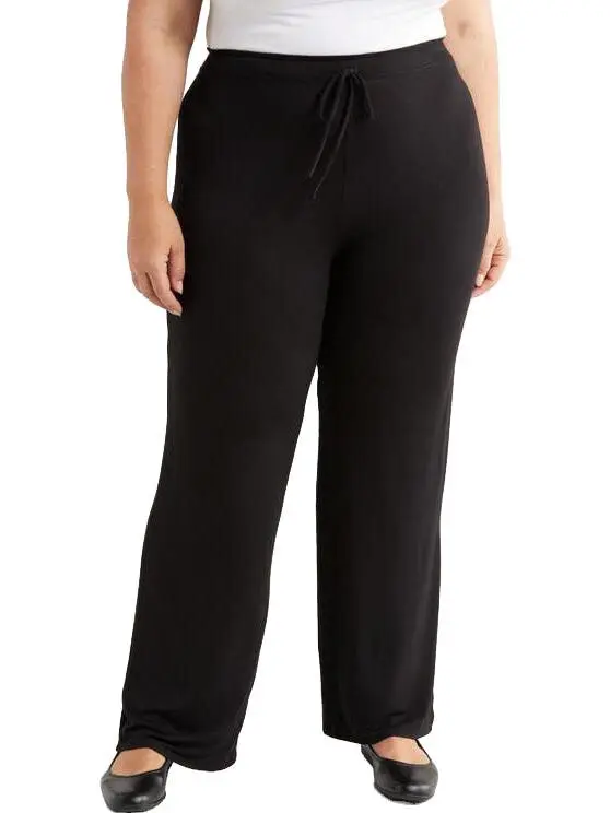 24SEVEN COMFORT APPAREL Stretch Drawstring Pants - Black