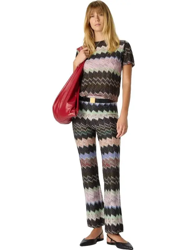 Missoni Cropped Trousers In Viscose Lamé Snake Motif - Multicoloured