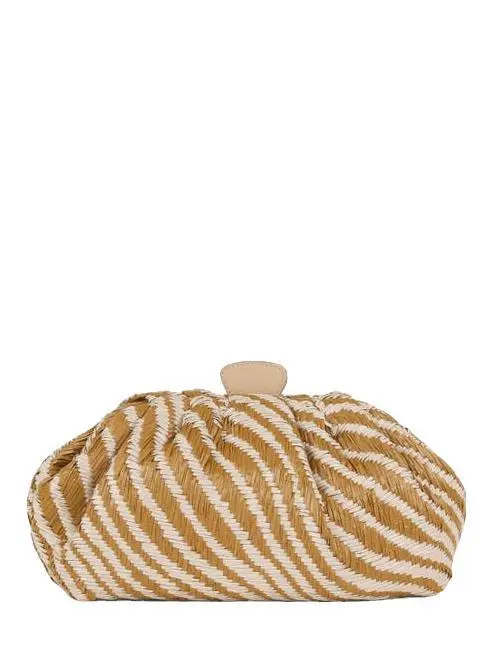 Badgley Mischka Indigo Tiger Jacquard Raffia Pouch - Natural Combo