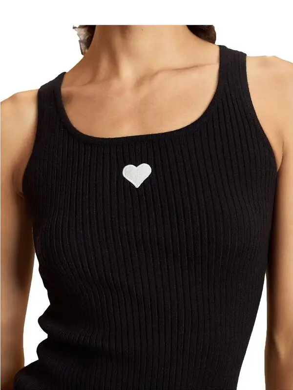 Cynthia Rowley Heart Rib Tank - Black