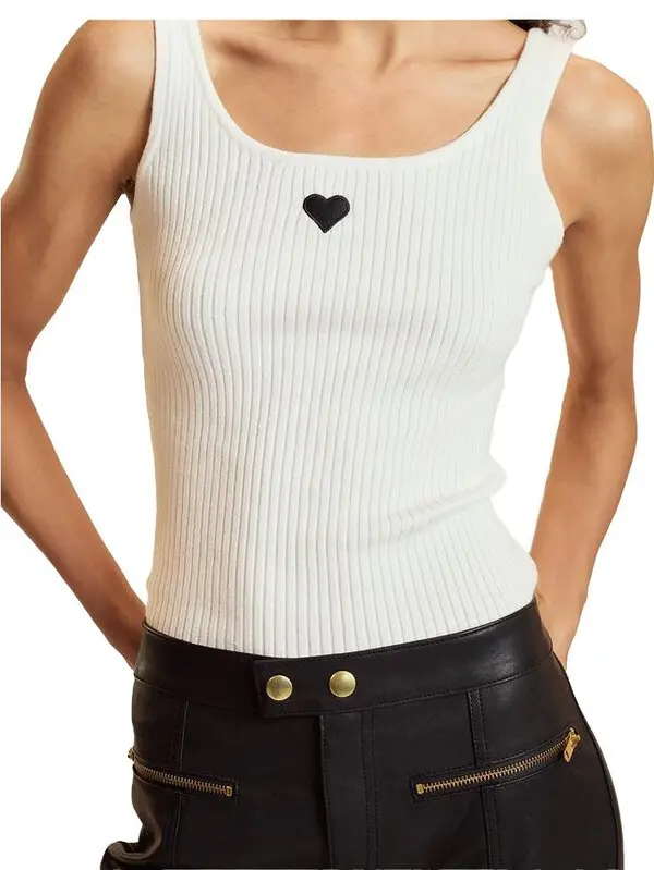 Cynthia Rowley Heart Rib Tank - White