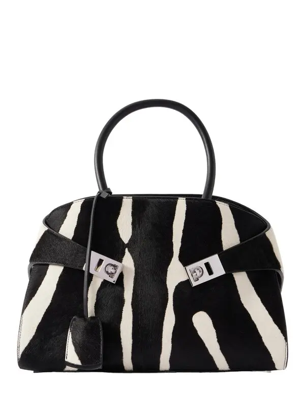 FERRAGAMO Hug Small Zebra-print Calf Hair Tote - Animal Print