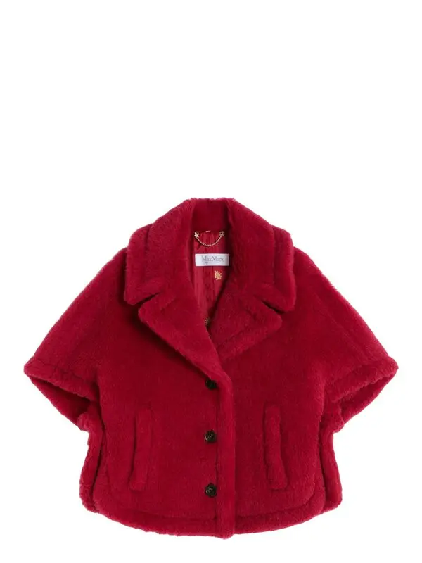 Max Mara Teddy Fabric Cape - Red