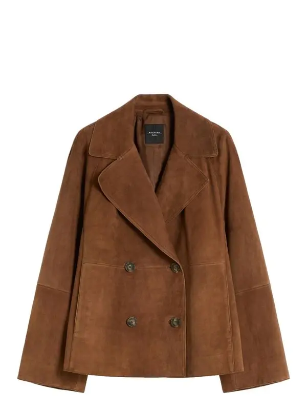 Max Mara Double-breasted Suede Jacket - Tobacco