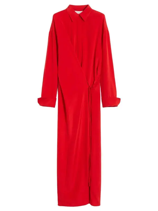 Max Mara Stretch Silk Shirt Dress - Red