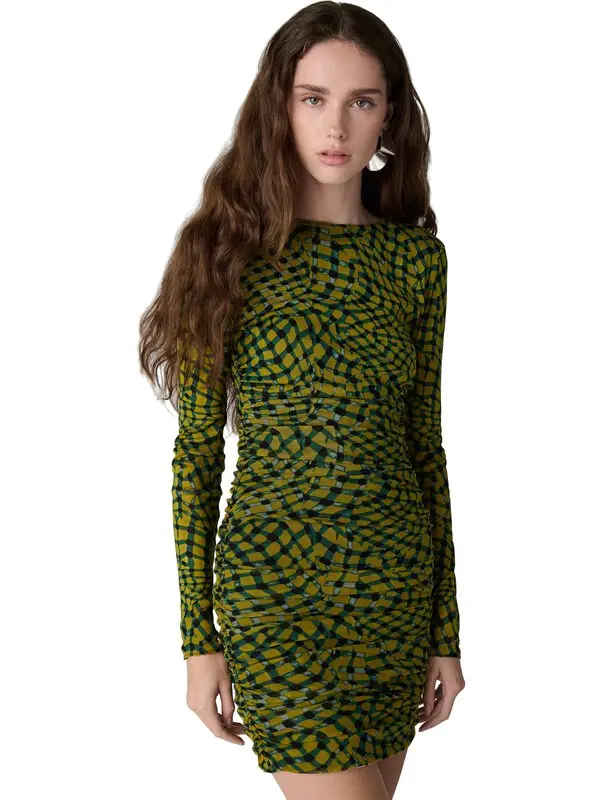 Diane Von Furstenberg Leona Reversible Dress - Mini Floating Plaid Ecru And Paisley Rhapsody Sorbet