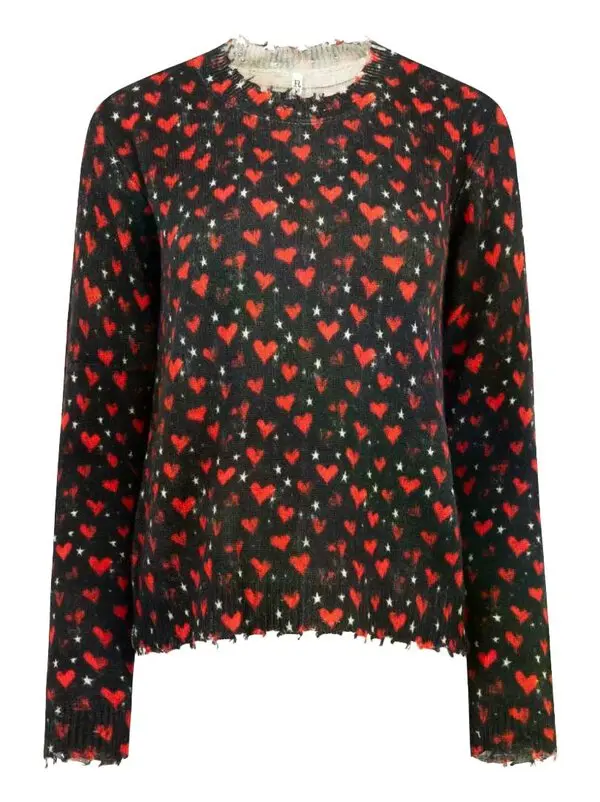 R13 Heart-print Top - Black