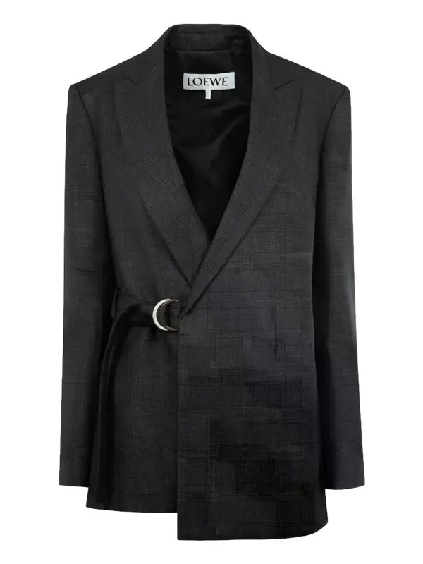 Loewe Check-patterned Blazer - Grey