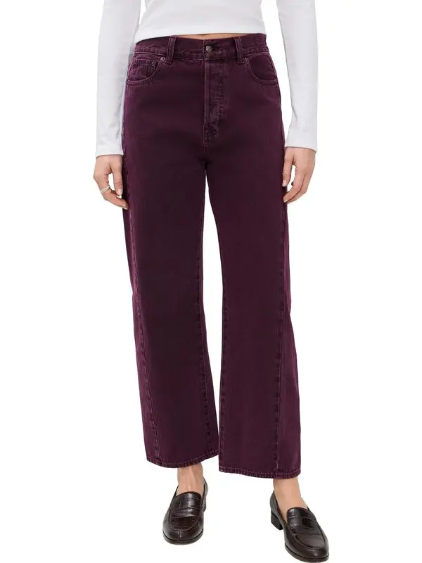 Madewell Pieced Barrel Leg Jeans - Dark Burgundy