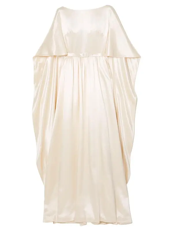 Huishan Zhang Lea Belted Cape-effect Gown - Ivory