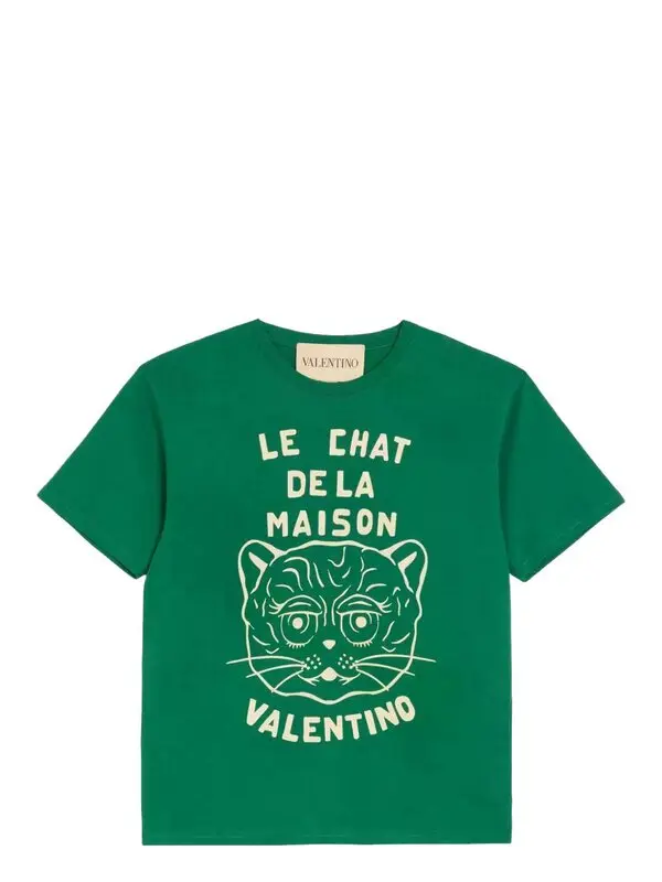 Valentino Garavani Chat De La Maison-print T-shirt - Green