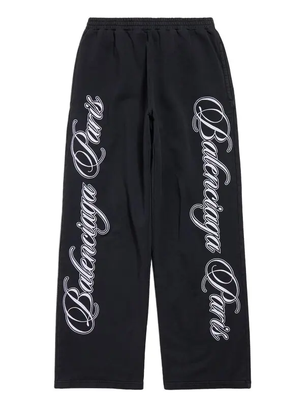 Balenciaga Cursive Baggy Pants - Black