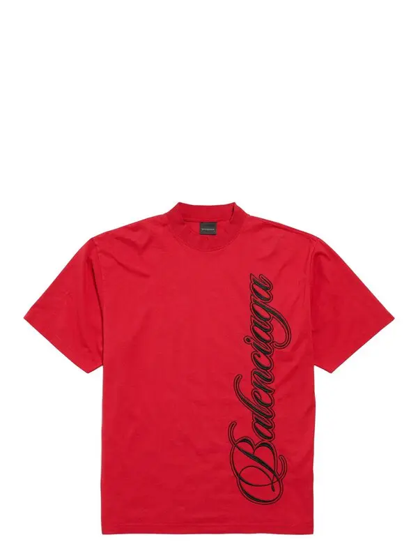 Balenciaga Cursive T-shirt Medium Fit - Red