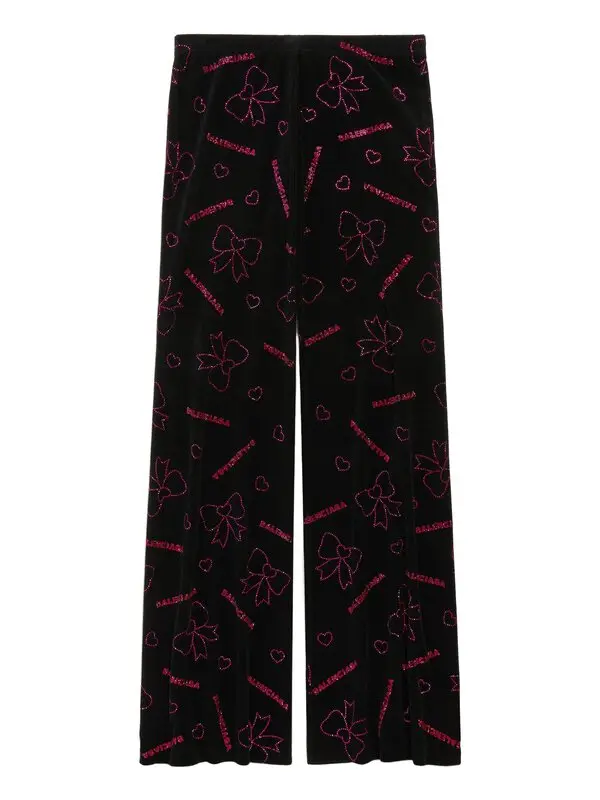 Balenciaga Printed Velvet Pants - Black