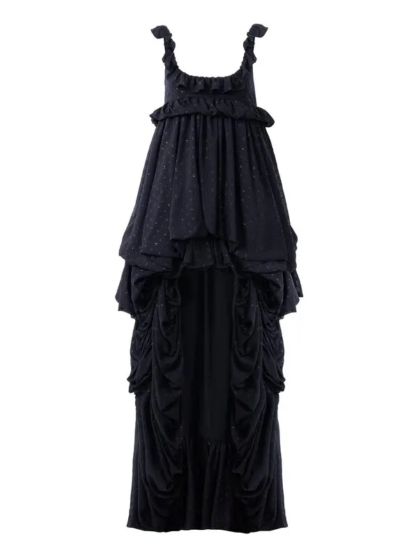 Chloé High-low Georgette Jacquard Dress - Black