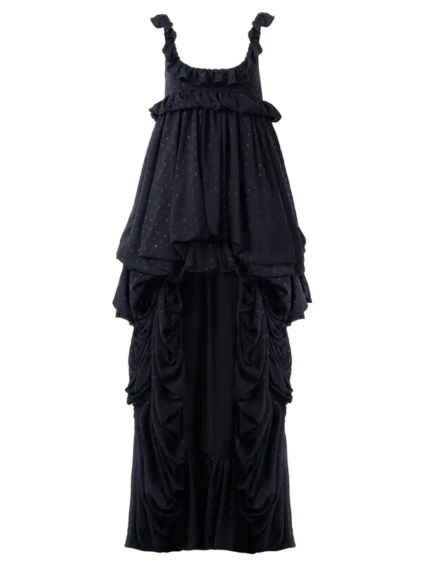 Chloé Georgette Jacquard & Lurex High-low Dress - Black
