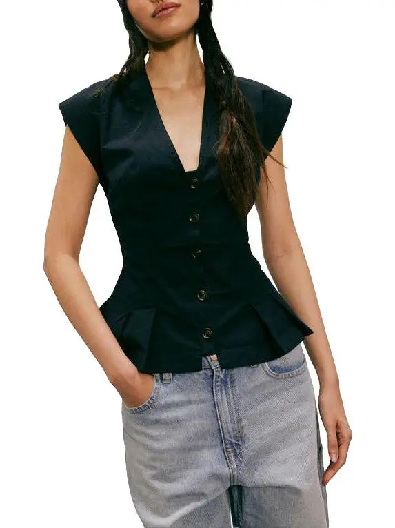 Free People Dylan Peplum Vest - Black