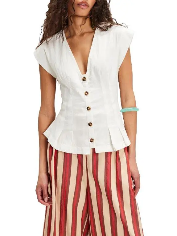 Free People Dylan Peplum Vest - Ivory
