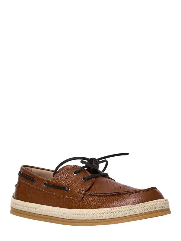 Andre Assous Allen Boat Shoe - Cognac Pebbled Leather