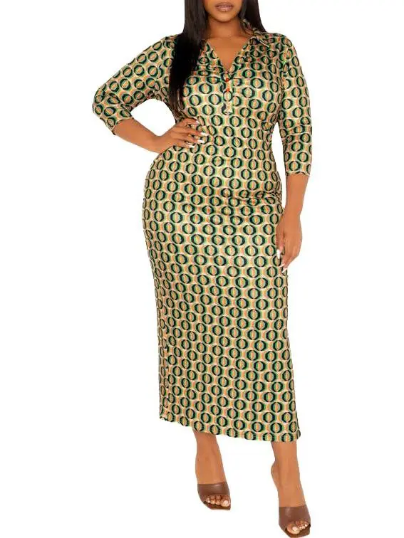 BUXOM COUTURE Geometric Print Body-con Maxi Dress - Multi