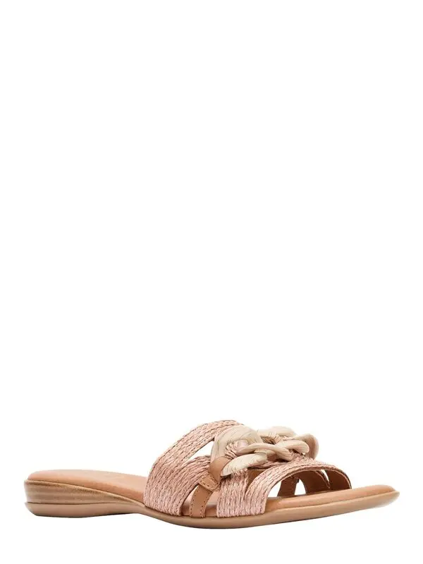 Andre Assous Neela Slide Sandal - Cognac Raffia