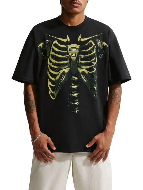 Nike Max90 Oversize Ribcage Cotton Graphic T-shirt - Black/volt