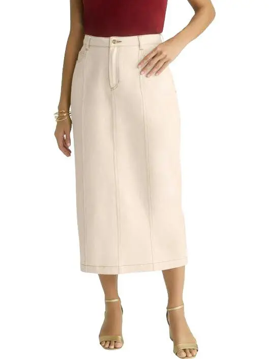 JESSICA LONDON Contrast Stitching Seamed Skirt - Oatmeal