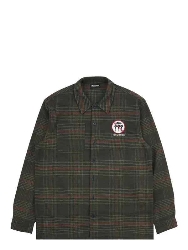 PLEASURES Surfing Flannel Overshirt - Green