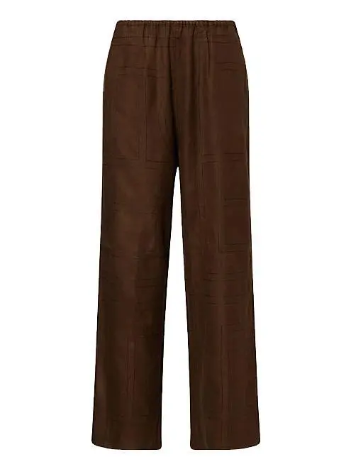 TOTEME Monogram Wide-leg Woven Pyjama Bottoms - Dark Brown